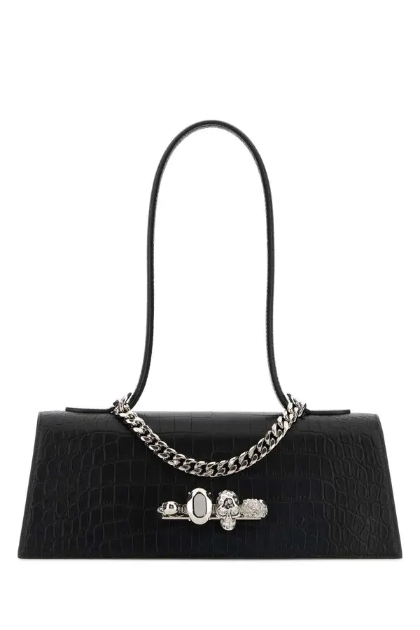 Alexander McQueen Leather Jewelled Shoulder Bag - Black