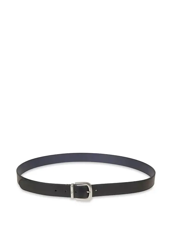 Valentino Garavani Mini V Logo Reversible Leather Belt - Black