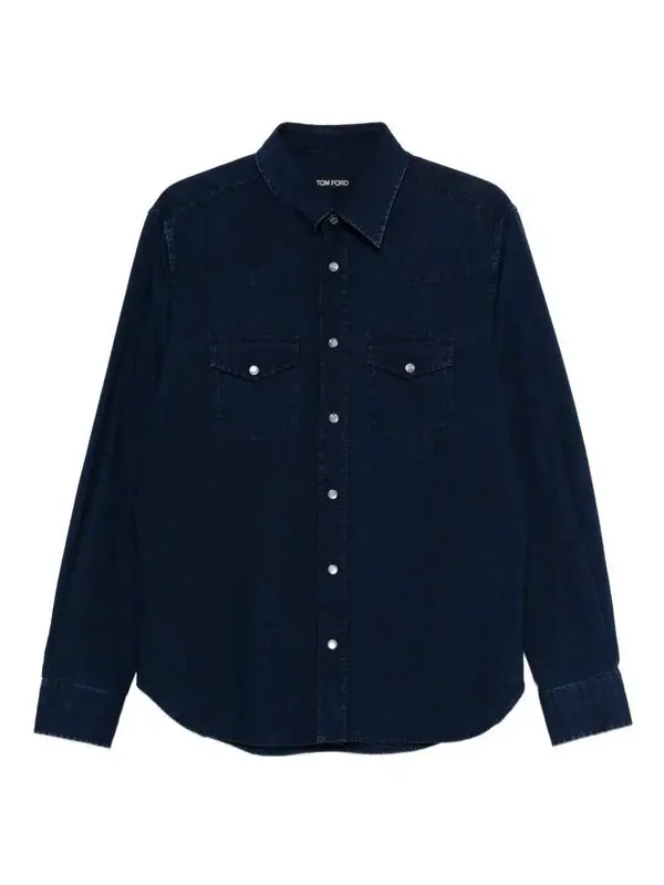 TOM FORD Shirt With Chest Pocket - Blue