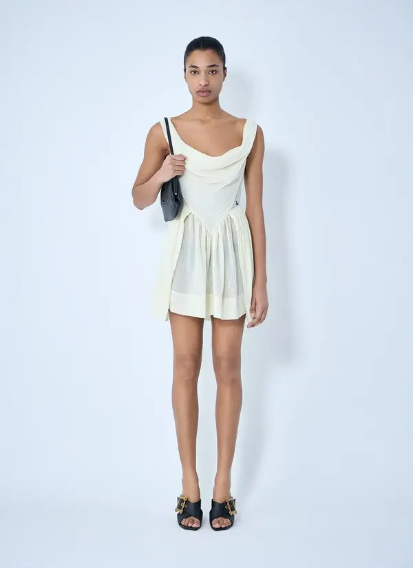 mini long sleeve white dress Aurelie Lace / Ivory | MESHKI Size:8 UK / 9 US Good American Denim Rhinestone Women's Dresses/Jumpsuits A beloved silhouette reimagined