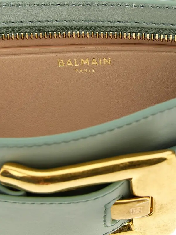 Balmain Calf Leather Clutch With Anthem Buckle - Green