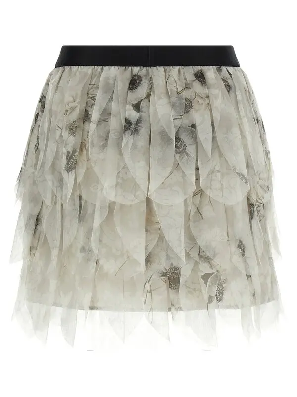 Max Mara Mxstalco" Printed Silk Organza Mini Skirt - Gray
