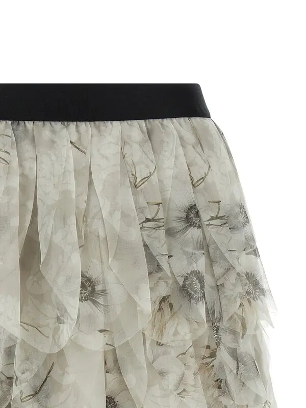 Max Mara Mxstalco" Printed Silk Organza Mini Skirt - Gray