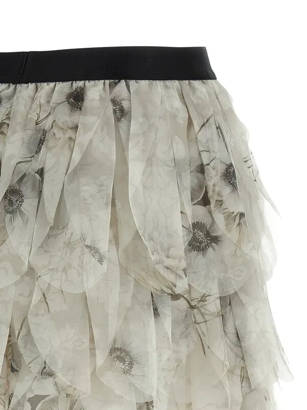 Max Mara Mxstalco" Printed Silk Organza Mini Skirt - Gray