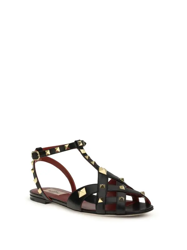 Valentino Garavani Studded Leather Sandals - Black