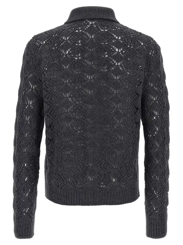 JIL SANDER Openwork Wool Cardigan - Gray