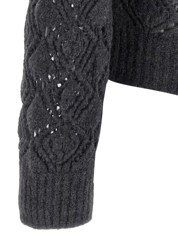 JIL SANDER Openwork Wool Cardigan - Gray