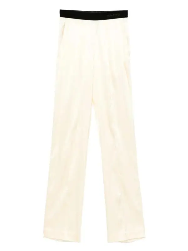TOM FORD Velvet Waistband Silk Blend Trousers - Multicolor