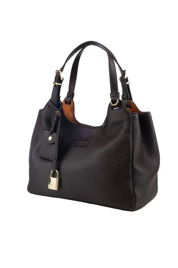 Miu Miu Shopper Bag With Gold Tone Lock