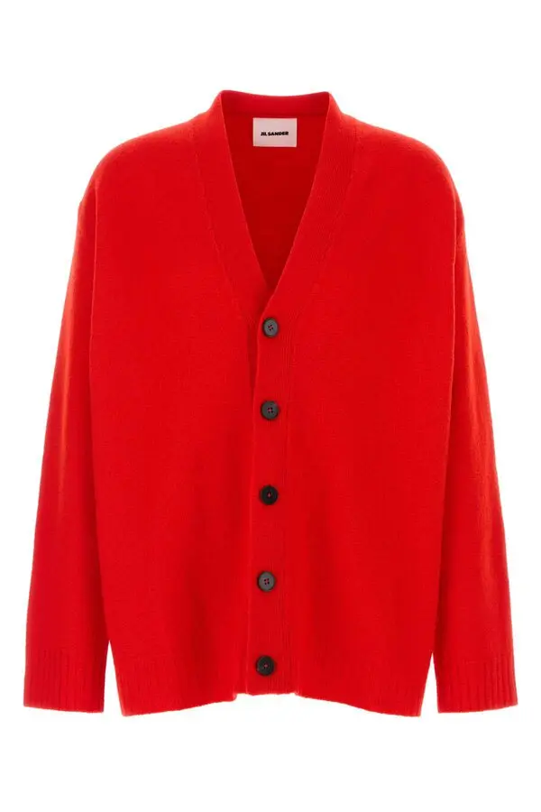 JIL SANDER Wool Cardigan - Red