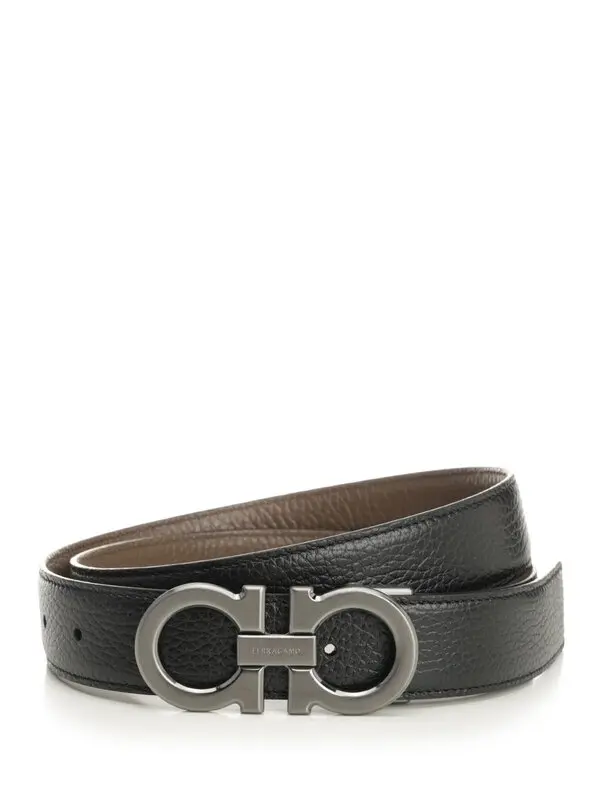 FERRAGAMO Reversible And Adjustable Gancini Belt - Black
