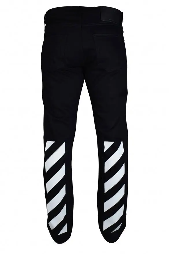 Off-White Five Pocket Jeans With Diagonal Stripes