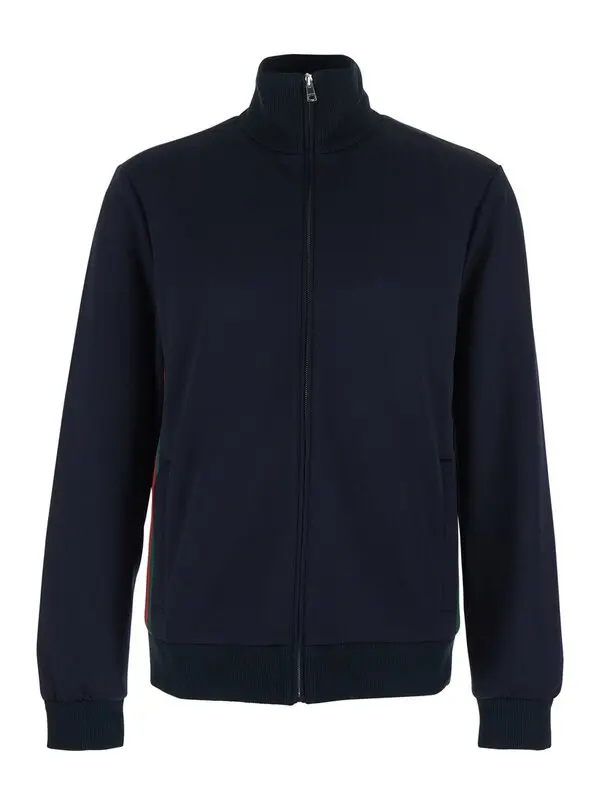 Gucci High Collar Jacket With Web Detail