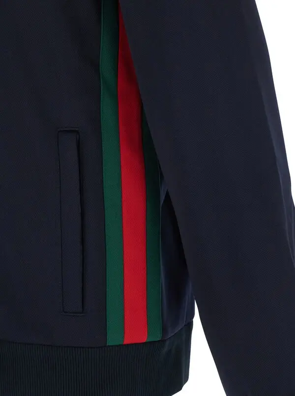 Gucci High Collar Jacket With Web Detail