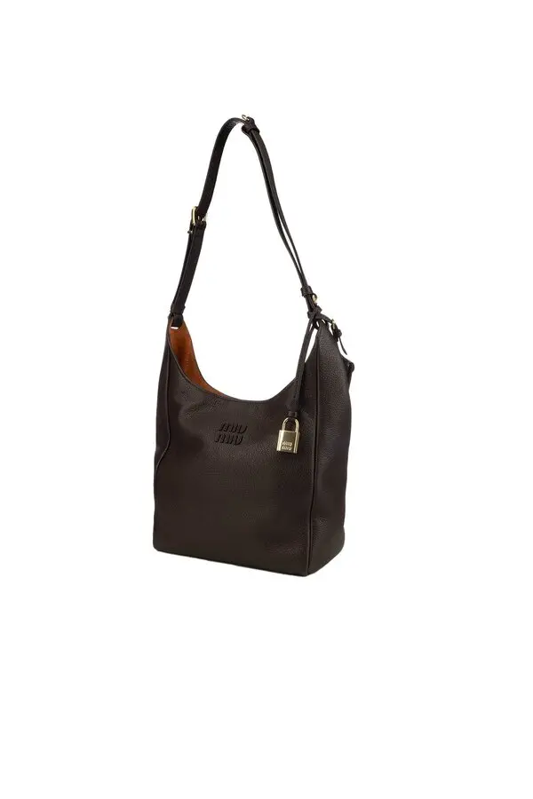 Miu Miu Leather Shoulder Bag With Lock Detail