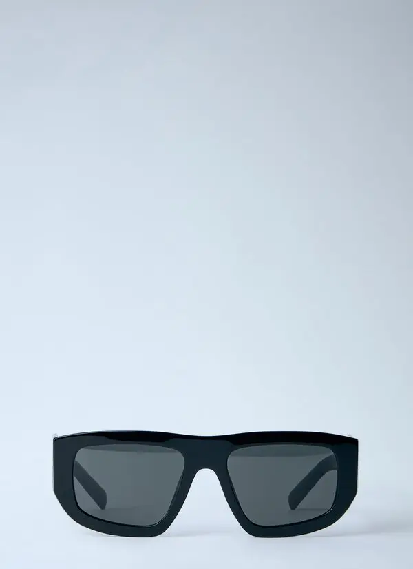 Prada Rectangle Sunglasses With Engraved Logo - Black