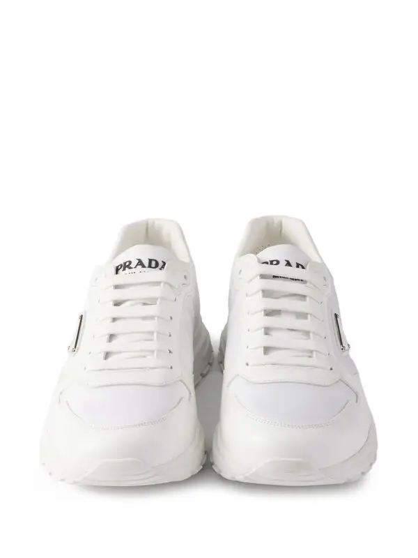 Prada Re-nylon And Brushed Leather Sneakers - White
