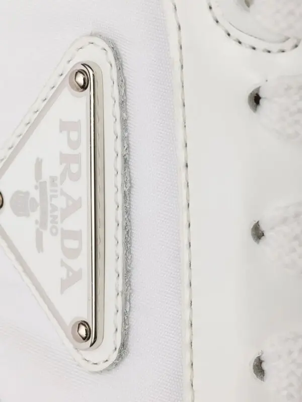 Prada Re-nylon And Brushed Leather Sneakers - White