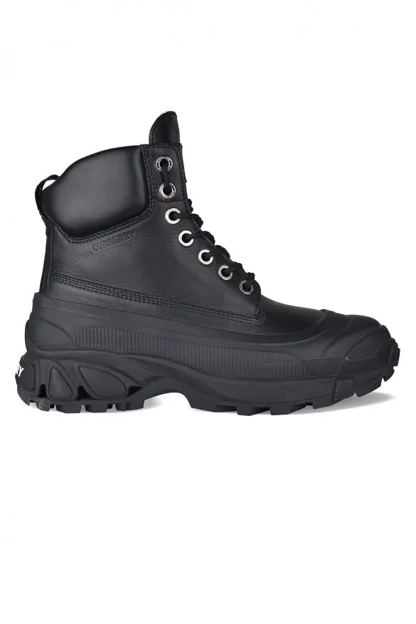 Burberry Arthur Lace-up Leather Boots - Black