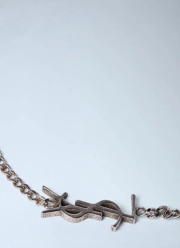 Saint Laurent Cassandre Charm Bracelet With Crystal Embellishments