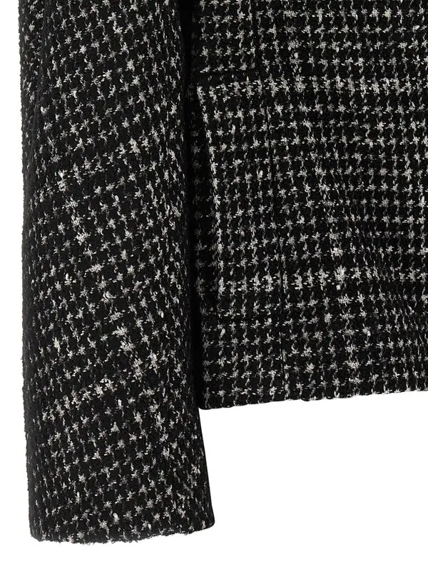 Dolce & Gabbana Houndstooth Patterned Virgin Wool Blend Short Coat
