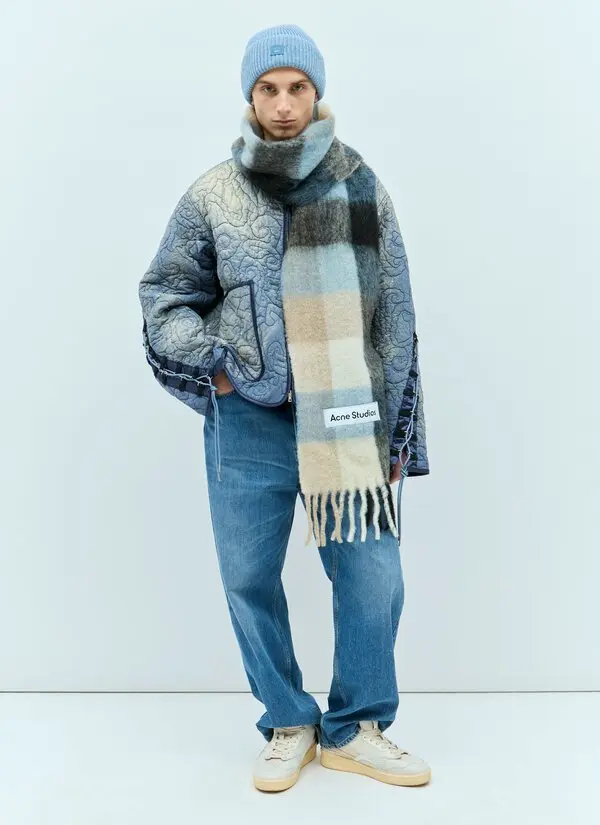 Acne Studios Mohair Checked Scarf - Blue