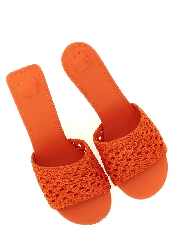 Jacquemus Les Mules Cubisto Braided Raffia Sandals With Lambskin Insole