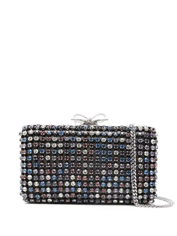 SELF-PORTRAIT Embellished Clutch With Bow Detail And Chain Strap - Multicolor