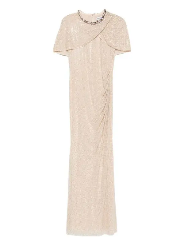 SELF-PORTRAIT Embellished Draped Maxi Dress