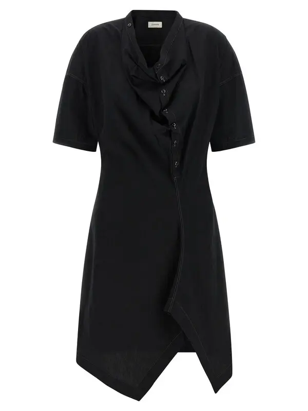LEMAIRE Soft Collar Asymmetrical Midi Dress - Black