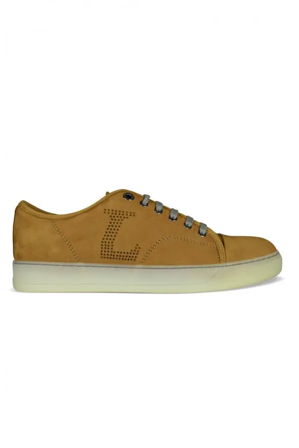LANVIN Dbb1 Perforated Logo Suede Sneakers - Brown