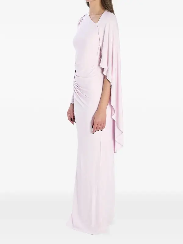 SELF-PORTRAIT Asymmetrical Draped Long Sleeve Gown