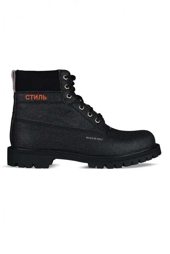 Heron Preston Lace-up Ankle Boots With Contrast Print