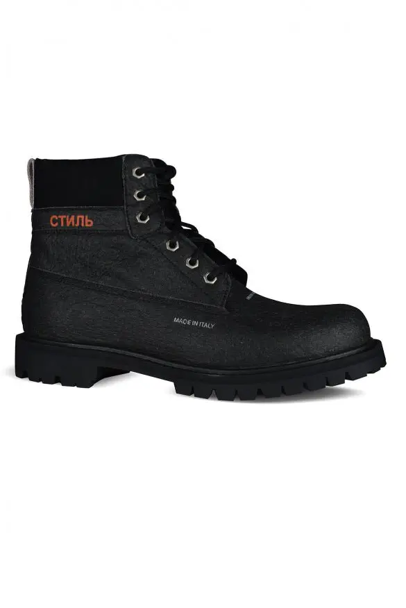 Heron Preston Lace-up Ankle Boots With Contrast Print