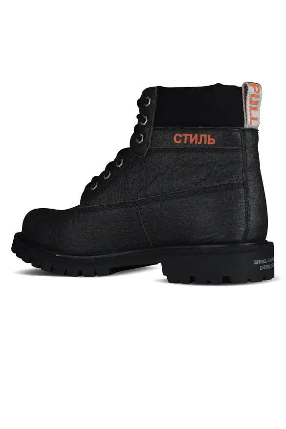 Heron Preston Lace-up Ankle Boots With Contrast Print