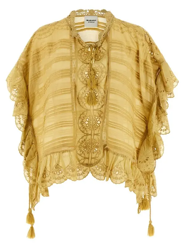 Isabel Marant Étoile Payton" Cotton Top With Lace And Tassels - Yellow