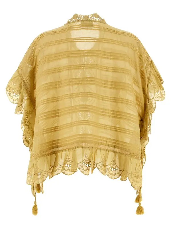 Isabel Marant Étoile Payton" Cotton Top With Lace And Tassels - Yellow