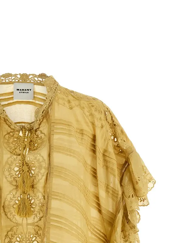 Isabel Marant Étoile Payton" Cotton Top With Lace And Tassels - Yellow