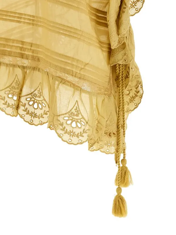 Isabel Marant Étoile Payton" Cotton Top With Lace And Tassels - Yellow