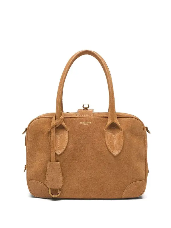 GOLDEN GOOSE Suede Top Handle Bag With Gold Details - Brown