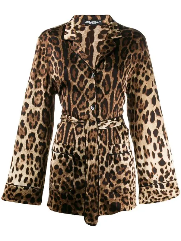Dolce & Gabbana Leopard Print Silk Shirt With Belt