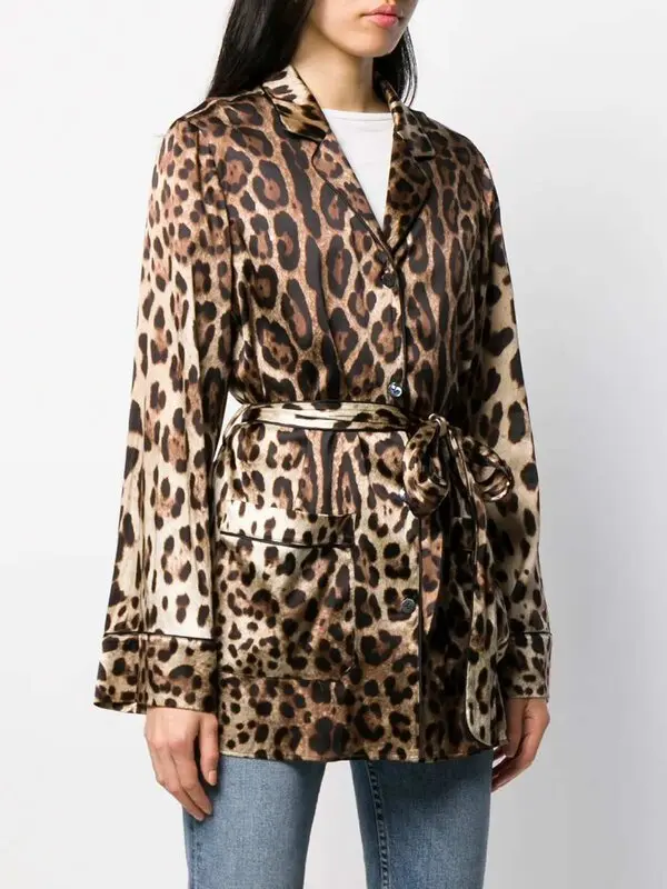 Dolce & Gabbana Leopard Print Silk Shirt With Belt