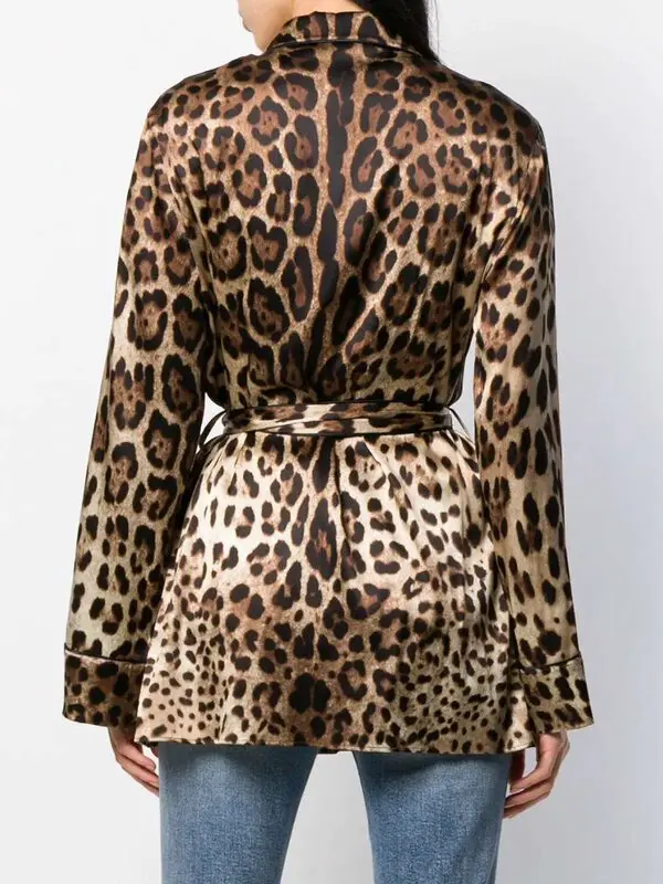 Dolce & Gabbana Leopard Print Silk Shirt With Belt