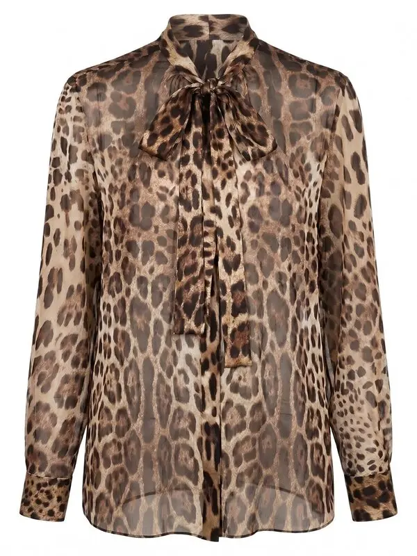 Dolce & Gabbana Leopard Print Silk Shirt With Belt - Multicolor
