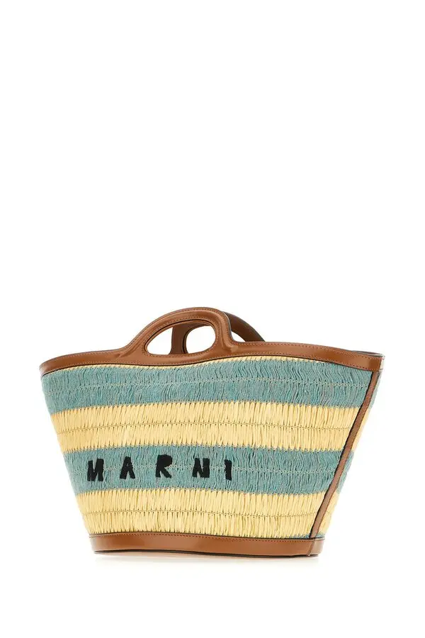 Marni Striped Raffia Tote Bag
