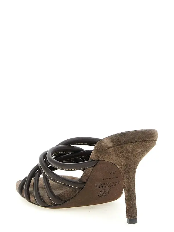 Brunello Cucinelli Leather Strappy Heeled Sandals