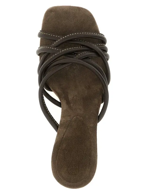 Brunello Cucinelli Leather Strappy Heeled Sandals