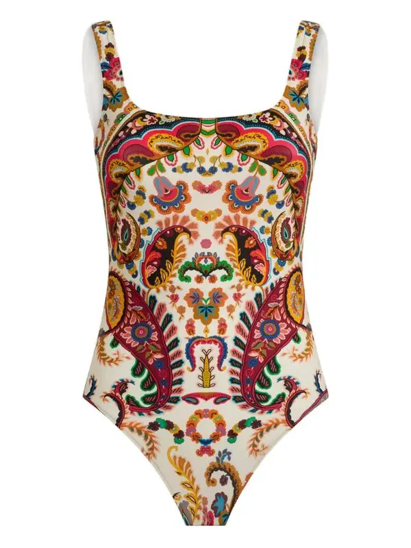 Etro One-piece Swimsuit With Floral Paisley Motif - Multicolor