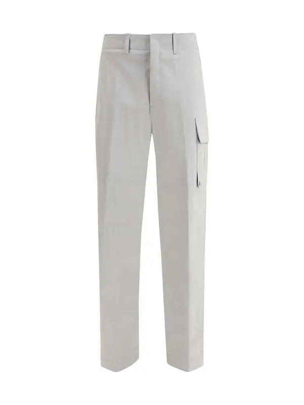 Fendi Cargo Trousers In Stretch Cotton Gabardine - Silver