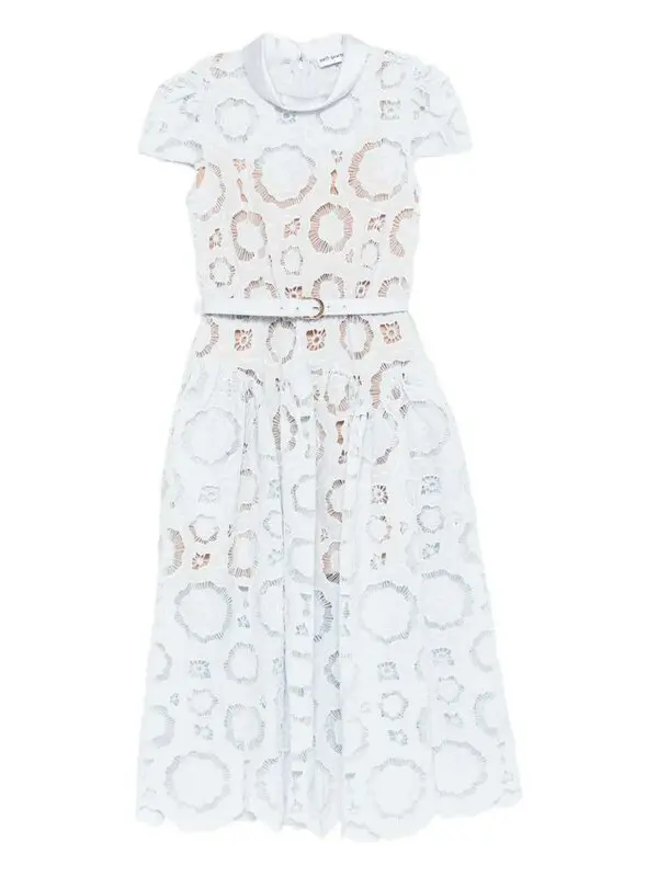 SELF-PORTRAIT Floral Lace Midi Dress - Blue